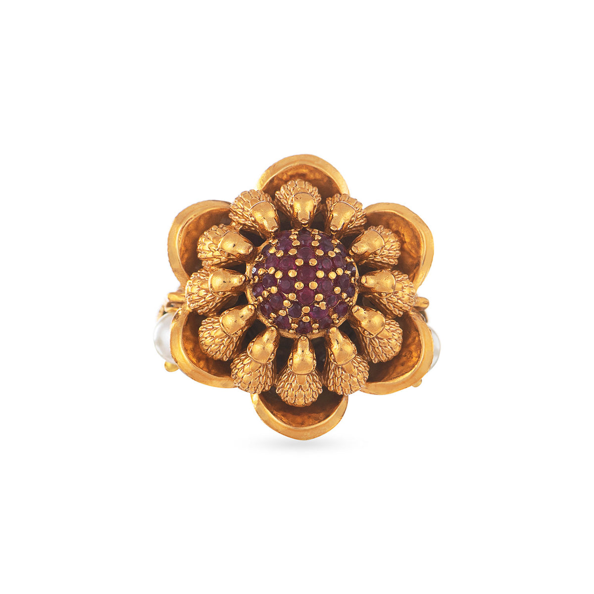 Buy this Rachita Gold Platted Ruby Red Stone Ring - Amaira